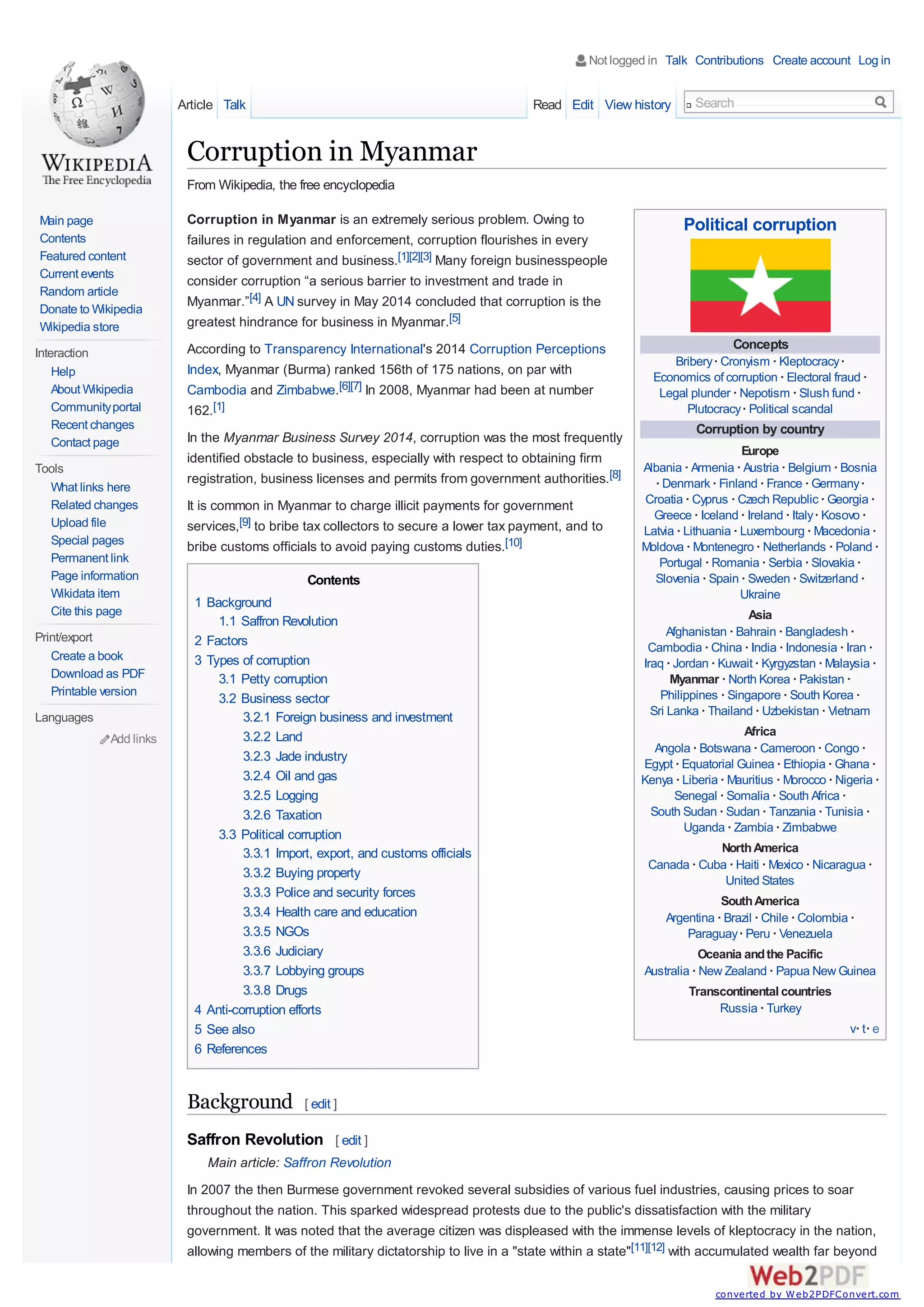 CORRUPTION IN MYANMAR-EN.WIKIPEDIA | PDF