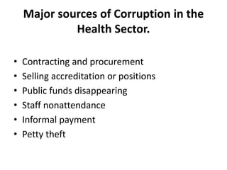 Corruption in provision of health services | PPTX
