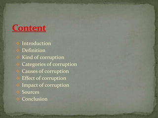 Corruption in public sphere and its impact ppt | PPTX
