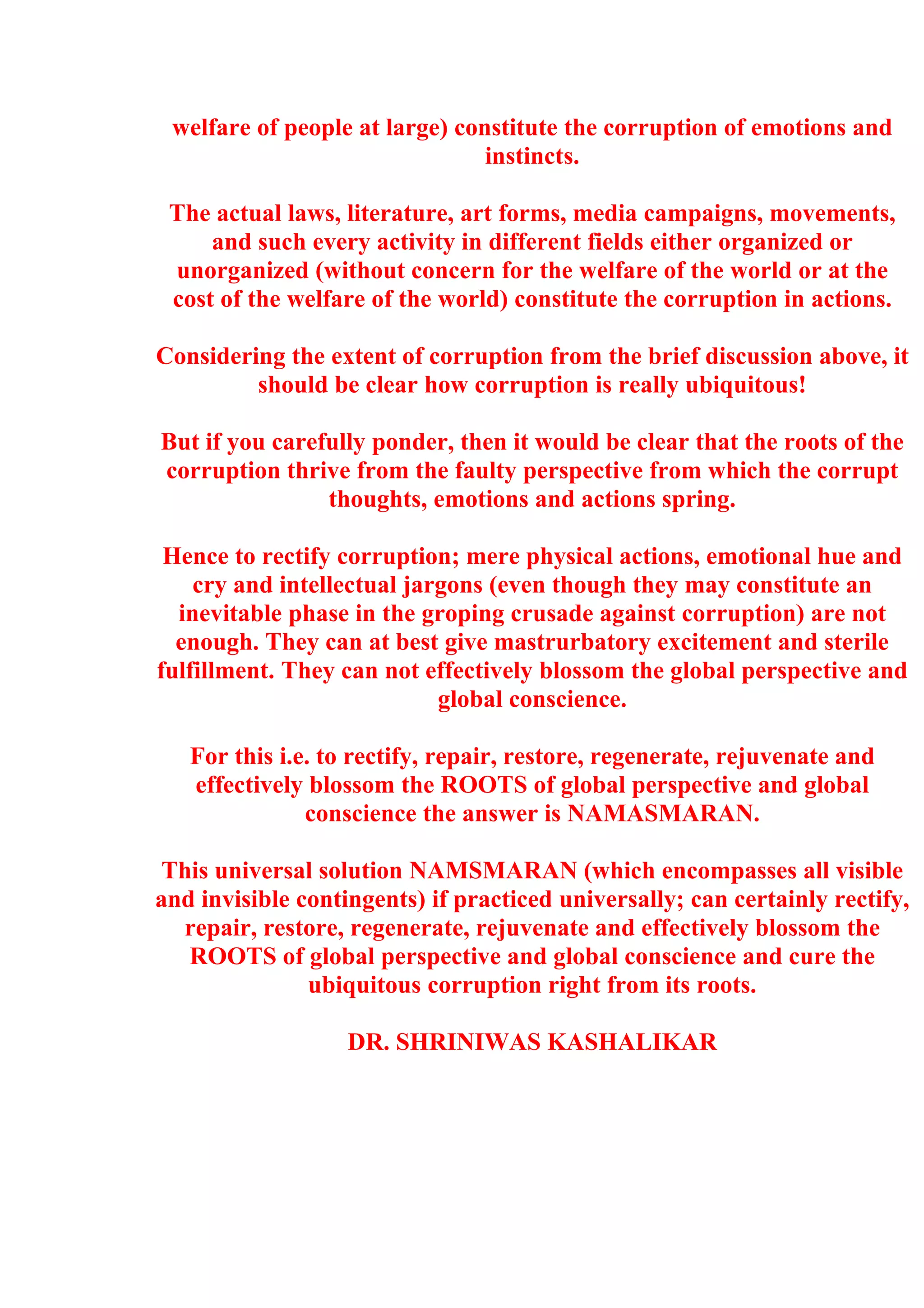 Corruption Shriniwas Kashalikar | PDF