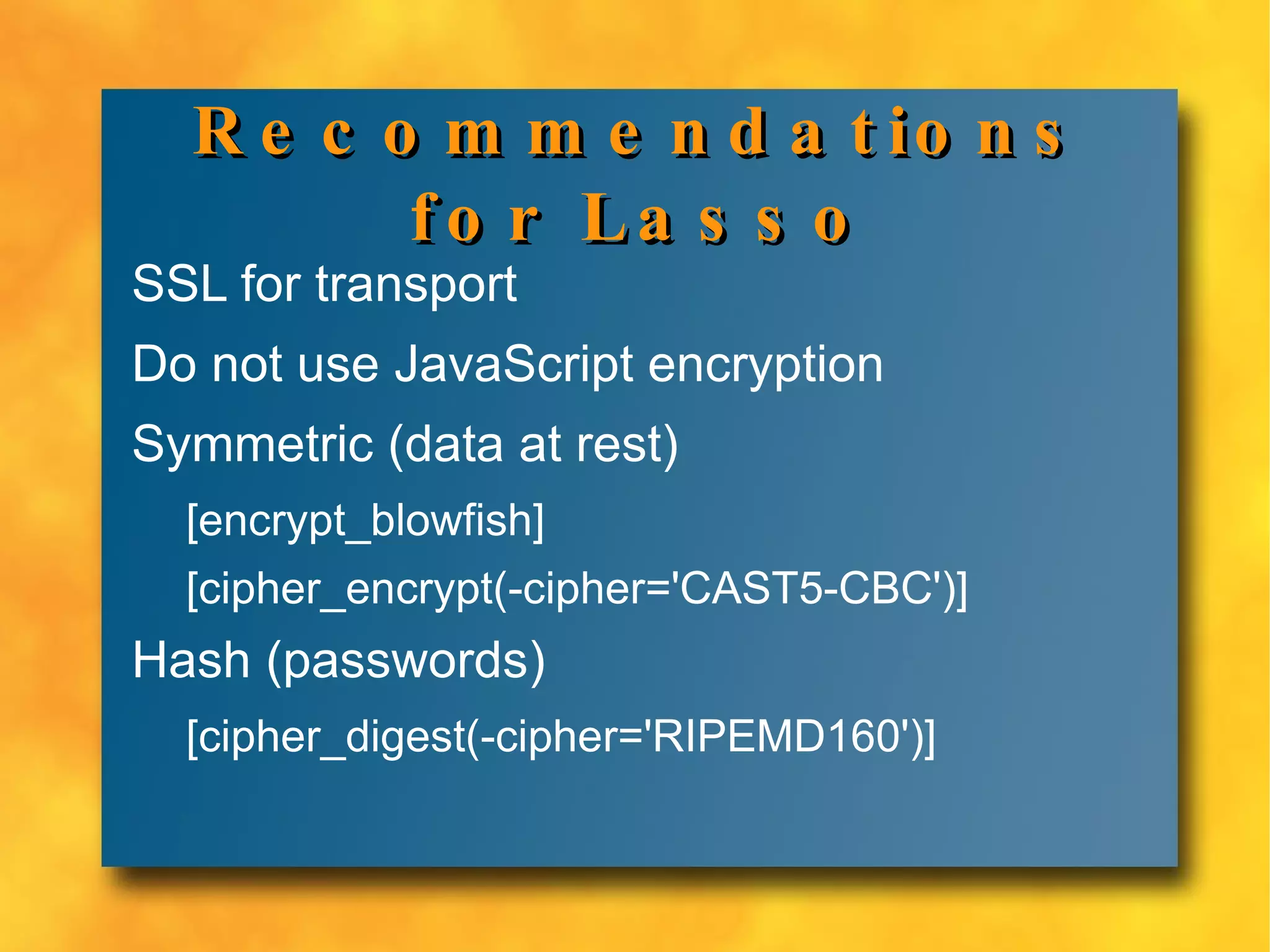 Introduction To Encryption in Lasso 8.5 | ODP | Computing | Technology ...