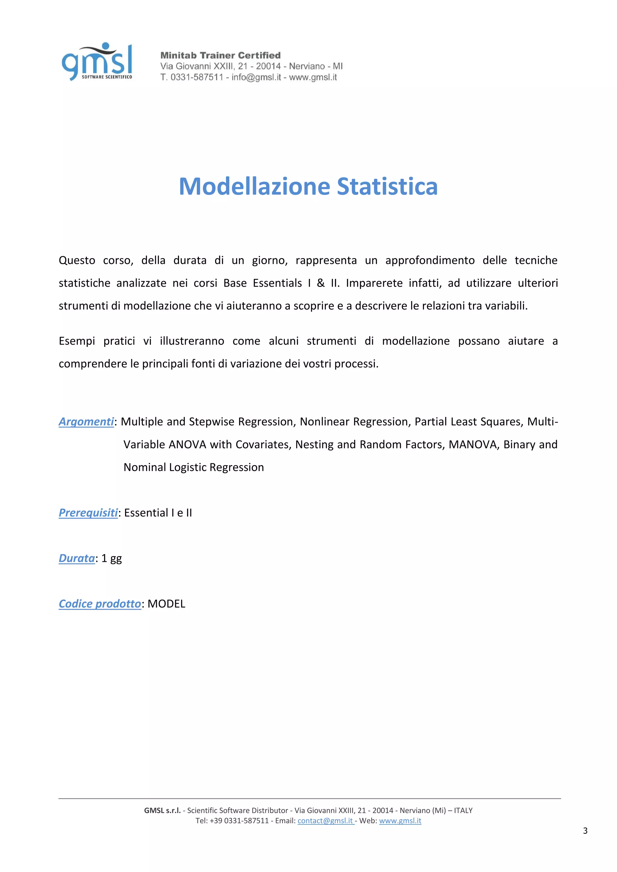 Corsi avanzati - Minitab | PDF