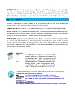 Corso applicativo di modellistica idrologica ed idraulica 2014 | PDF