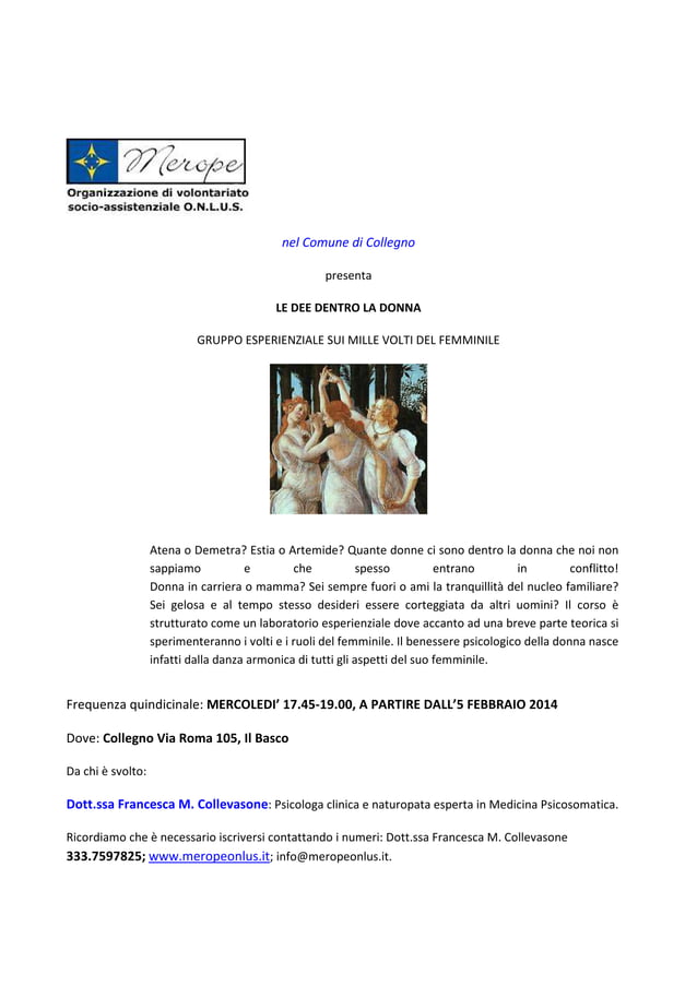 Le dee dentro la donna: gruppo esperienziale sul femminile | PDF