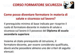 Corso formatore sicurezza sul lavoro | PPT