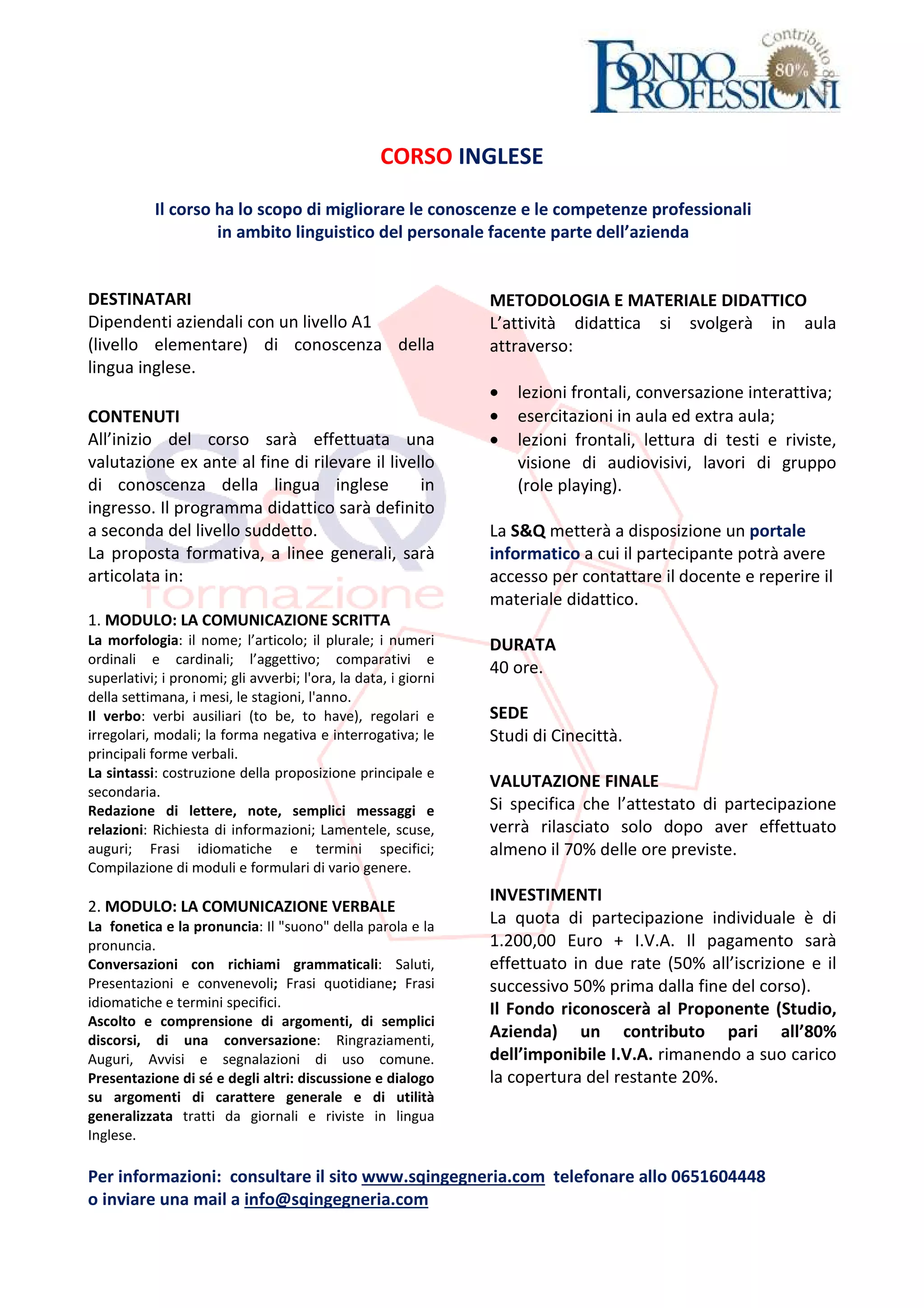 Corso inglese 1° livello | PDF