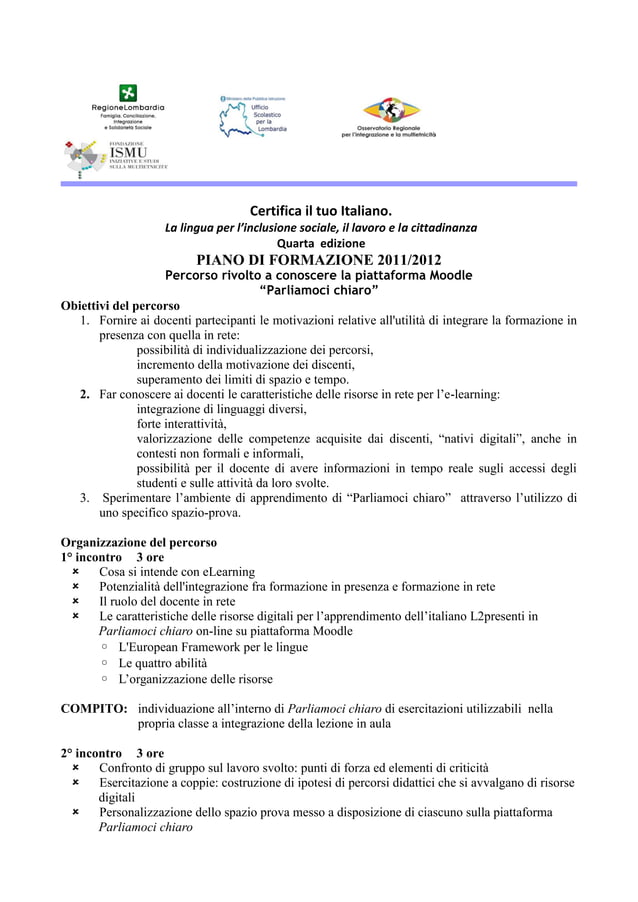 Corso primo livello: Parliamoci chiaro | PDF