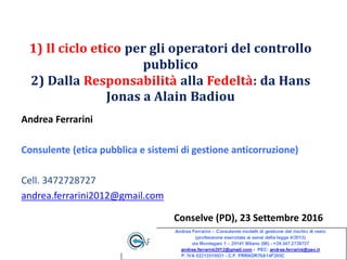 Il Ciclo Etico per gli operatori del controllo pubblico | PPT