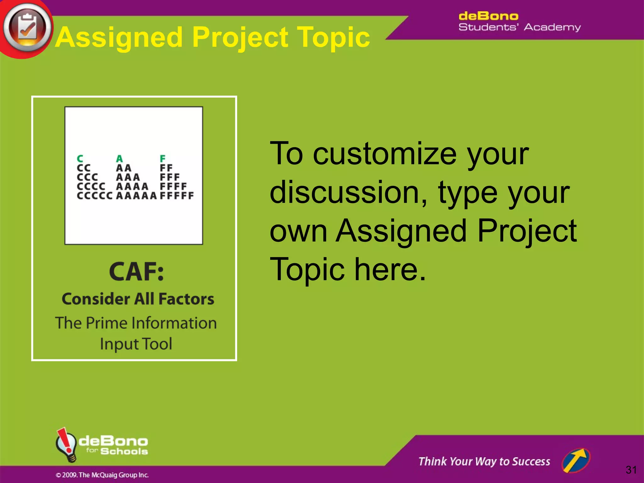 CoRT 1 Breadth Thinking Tools PowerPoint Presentation | PPT | North ...