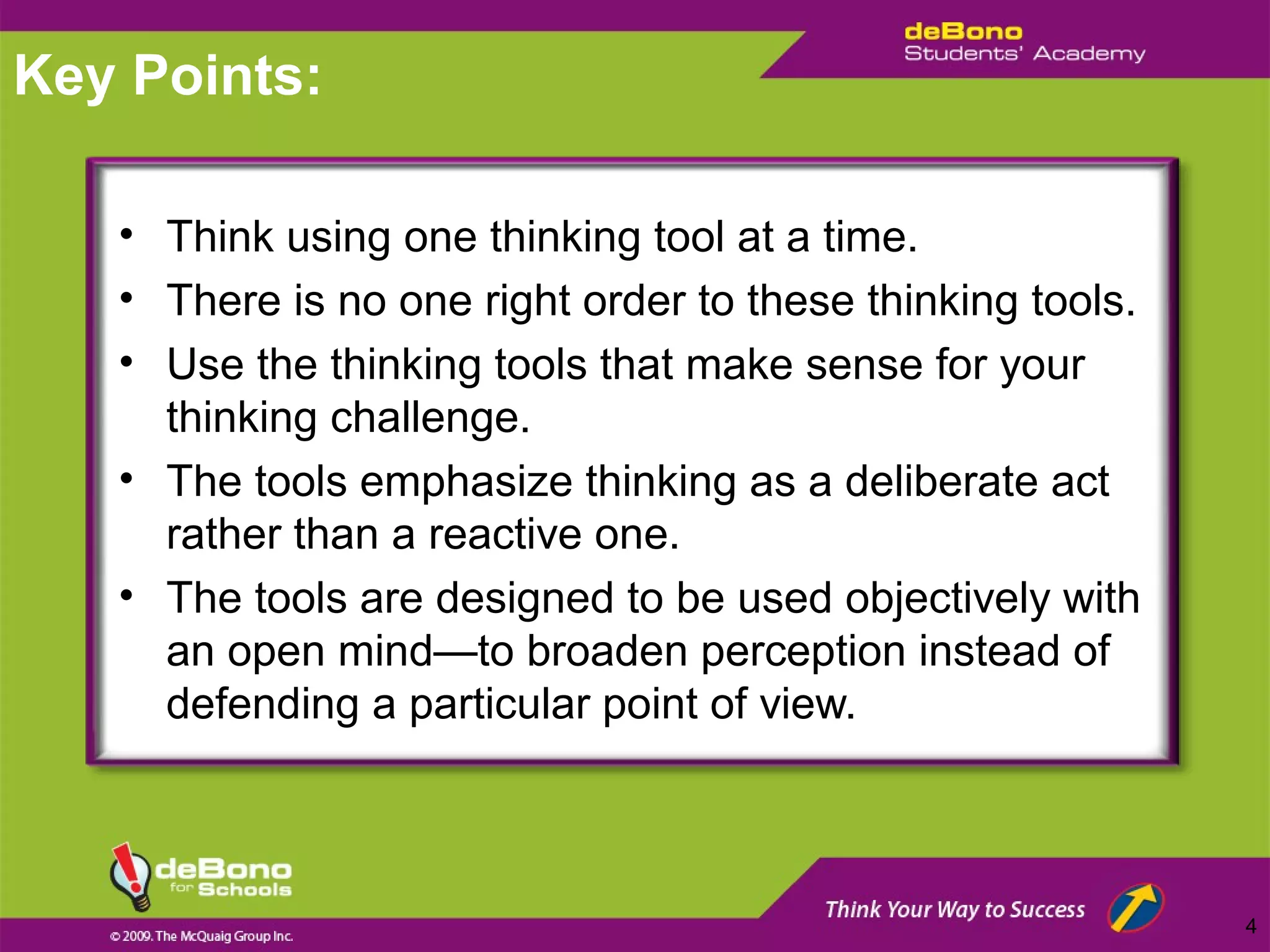 CoRT 1 Breadth Thinking Tools PowerPoint Presentation | PPT | North ...