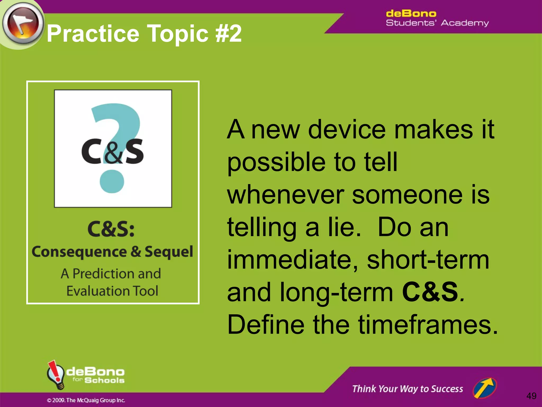 CoRT 1 Breadth Thinking Tools PowerPoint Presentation | PPT