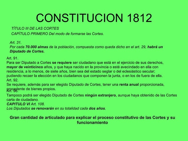 Las Cortés de Cádiz. La Constitucion de 1812 | PPT | Law