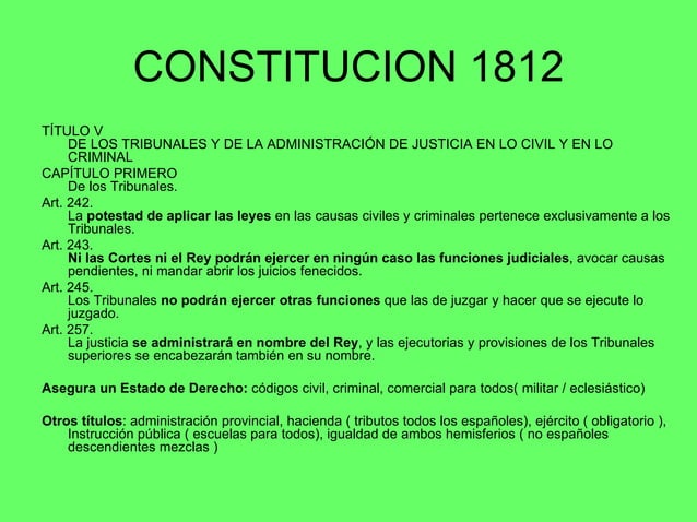 Las Cortés de Cádiz. La Constitucion de 1812 | PPT | Law