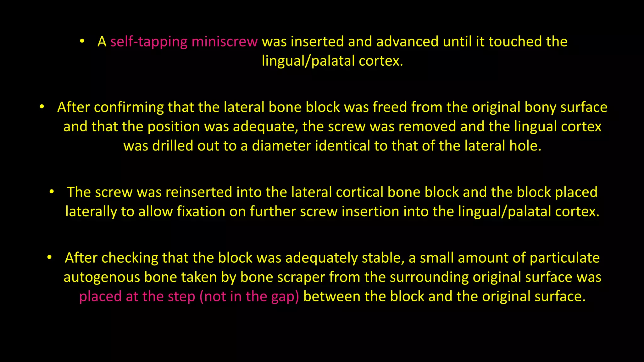 Cortical bone repositioning technique for horizontal alveolar bone ...
