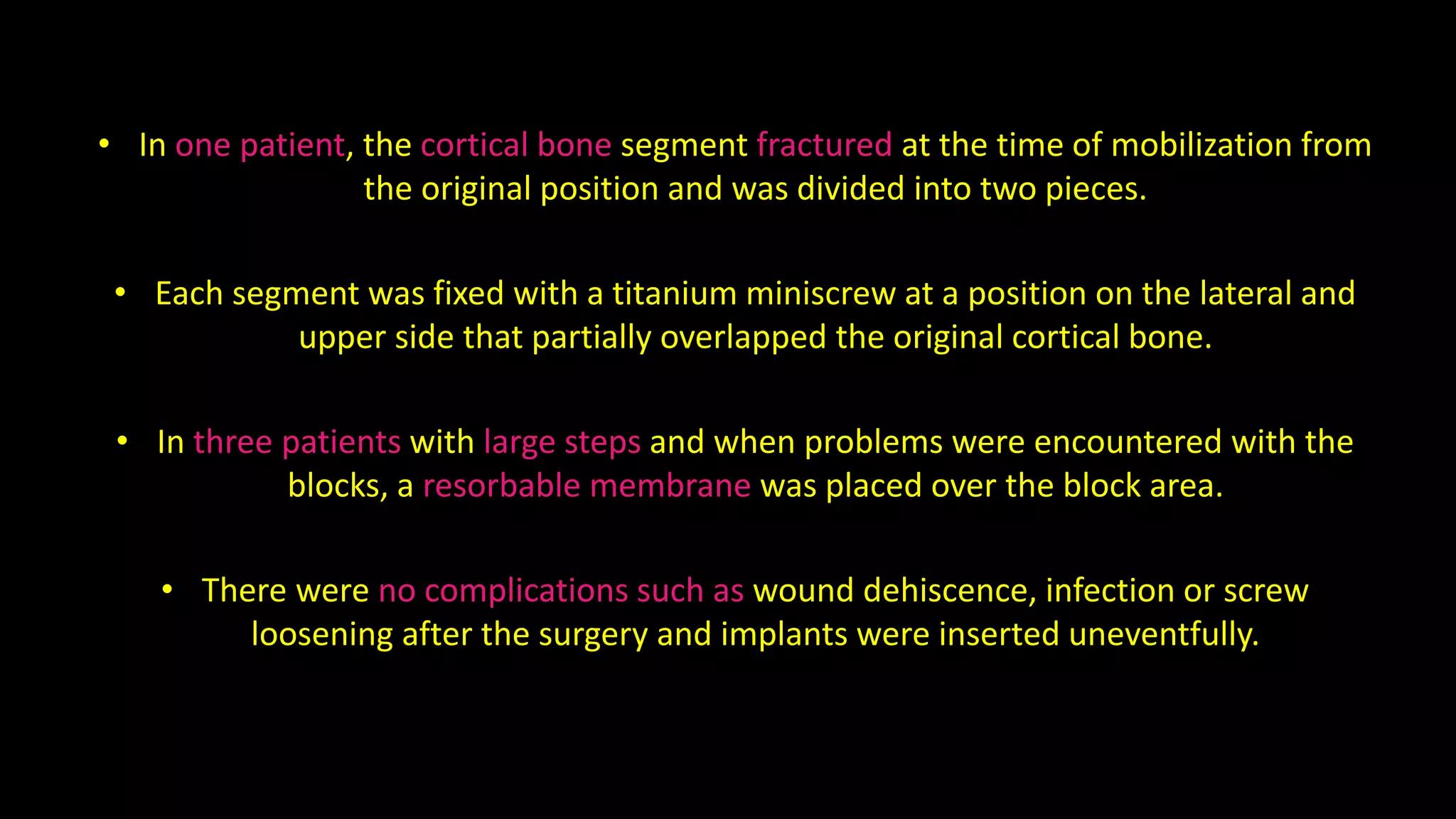 Cortical bone repositioning technique for horizontal alveolar bone ...