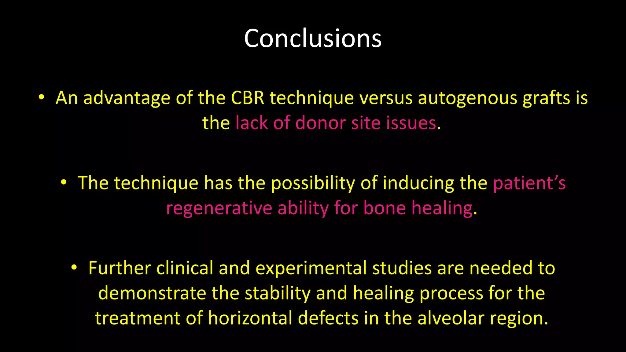 Cortical bone repositioning technique for horizontal alveolar bone ...
