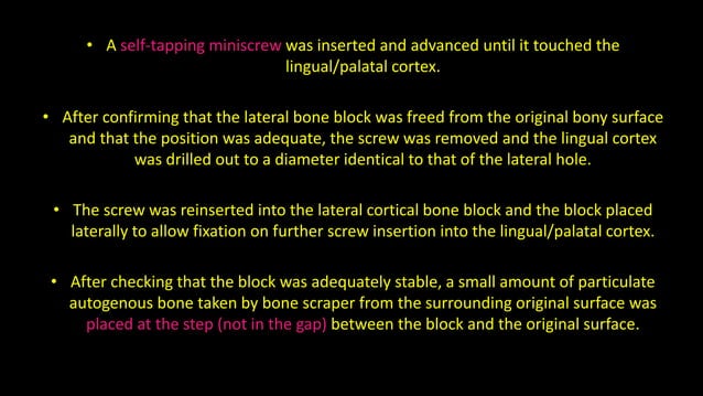Cortical bone repositioning technique for horizontal alveolar bone ...