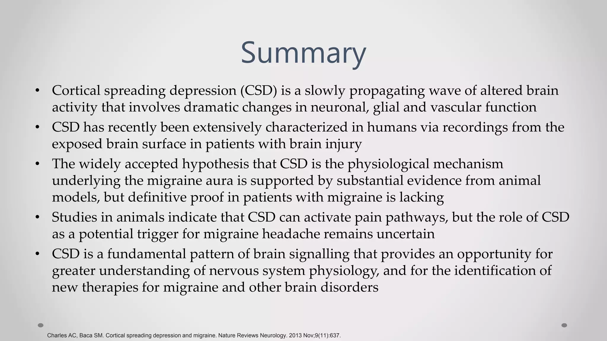 Cortical Spreading Depression and Migraine | PPTX