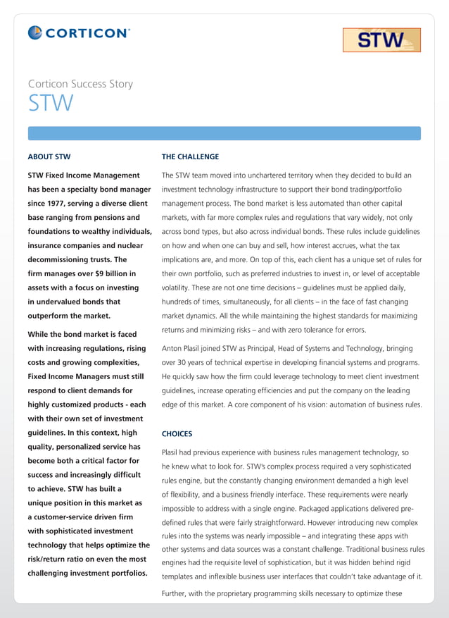 Corticon - STW Success Story | PDF