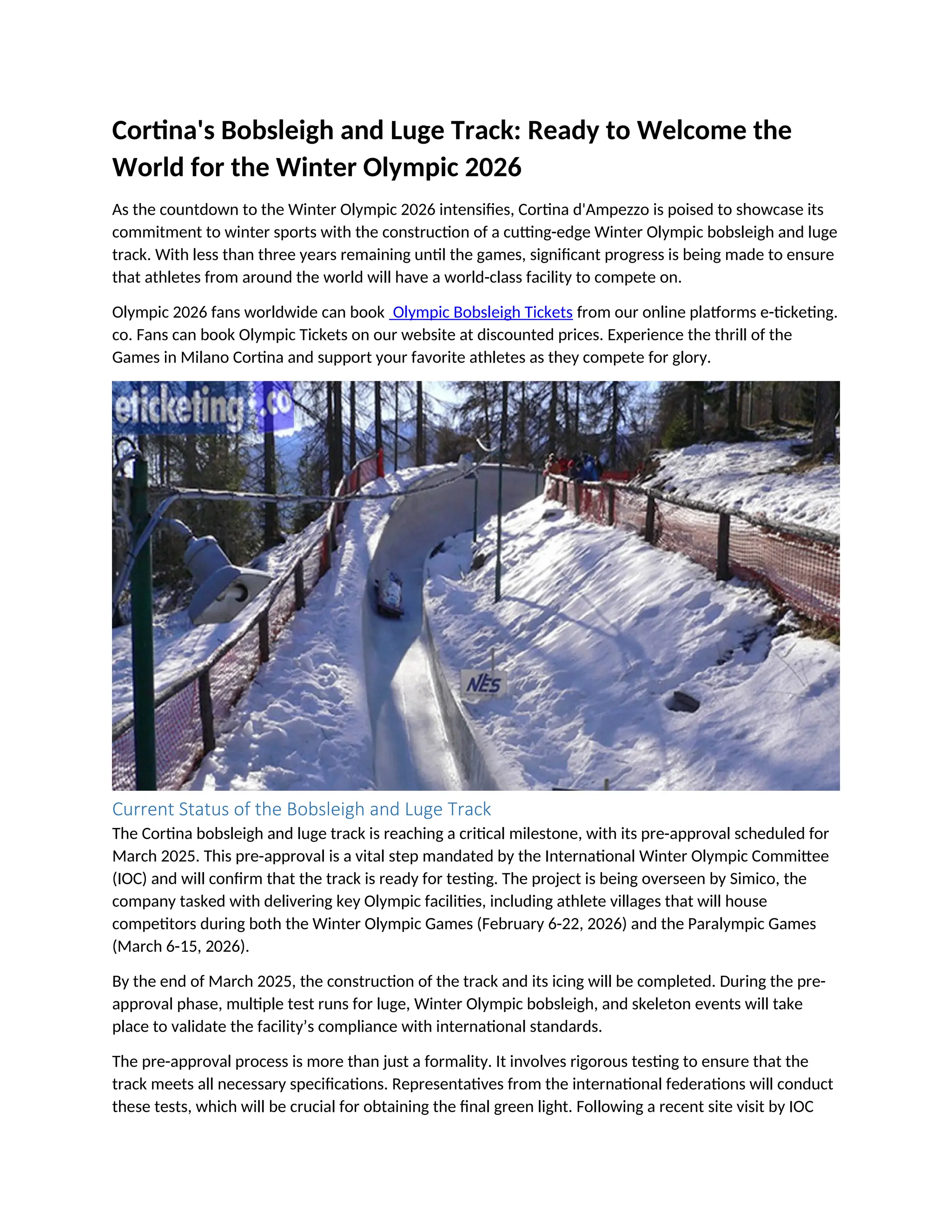 Cortina's Bobsleigh and Luge Track Ready to Welcome the World for the ...