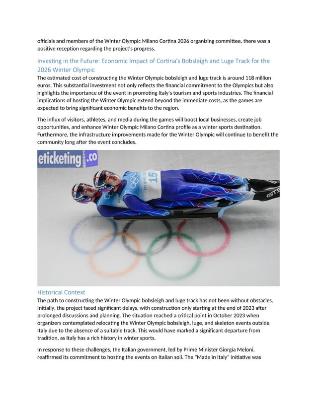 Cortina's Bobsleigh and Luge Track Ready to Welcome the World for the ...