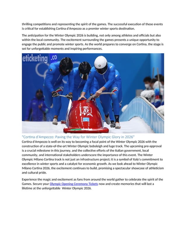 Cortina's Bobsleigh and Luge Track Ready to Welcome the World for the ...