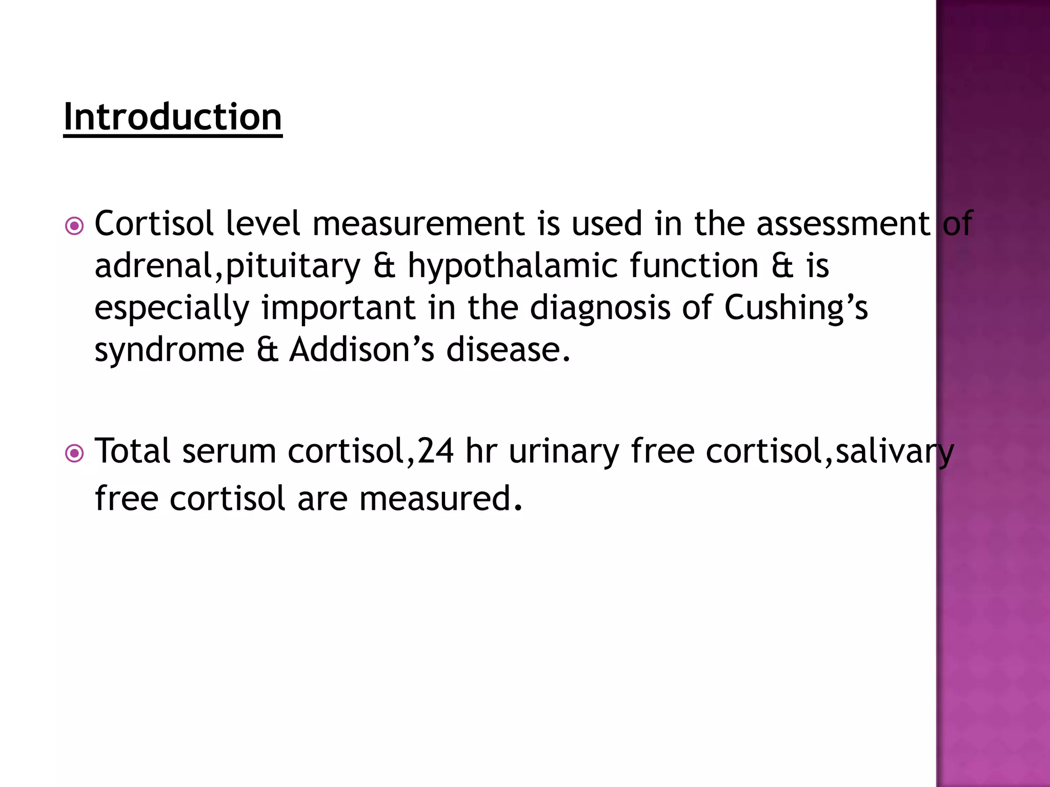 Cortisol assays & diagnostic laboratory procedures | PPT