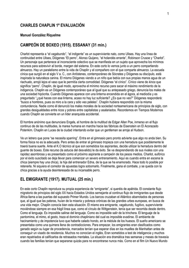 Charlie chaplin Cortometrajes | PDF