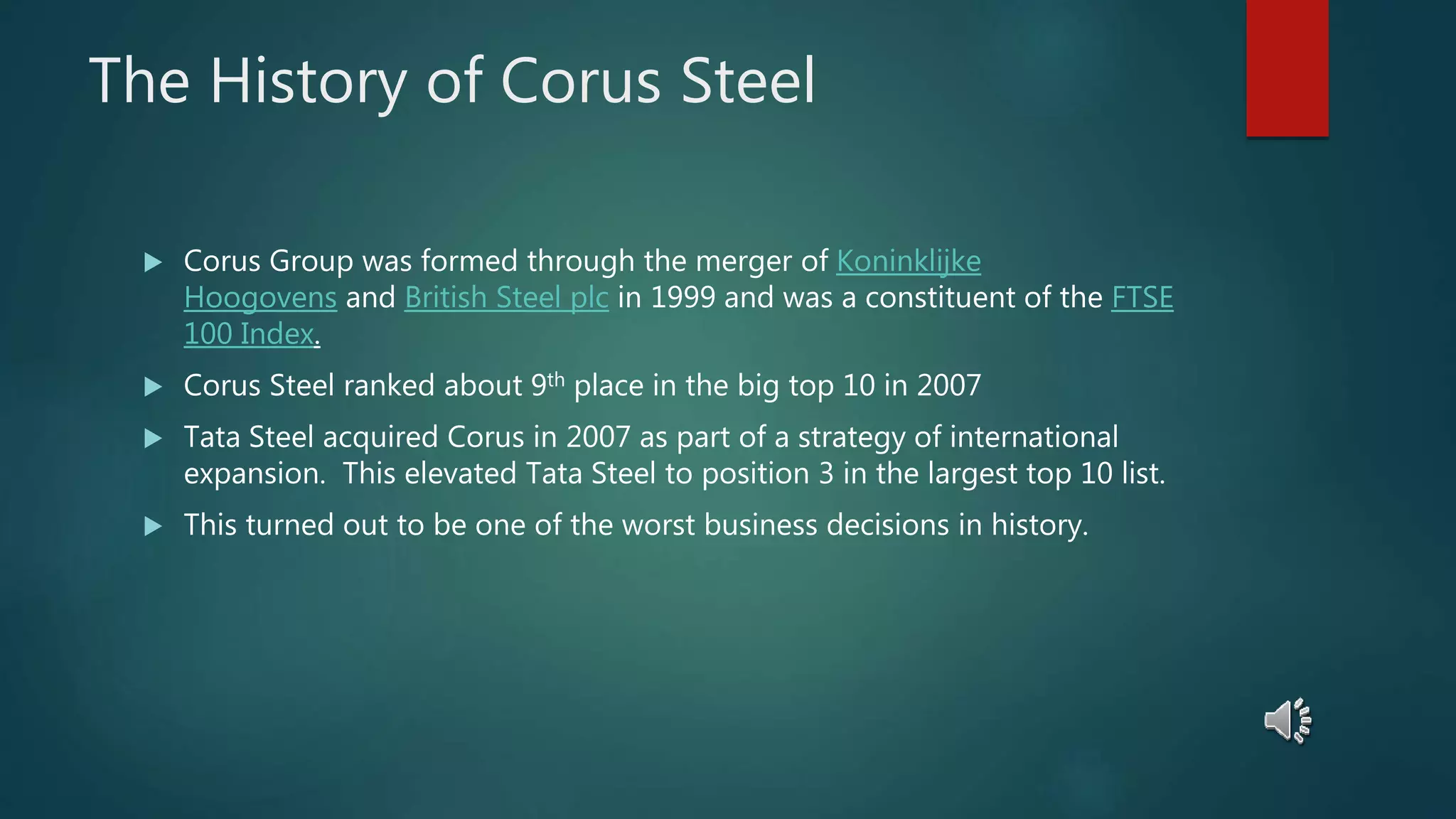 Corus & Tata Steel Analysis | PPTX