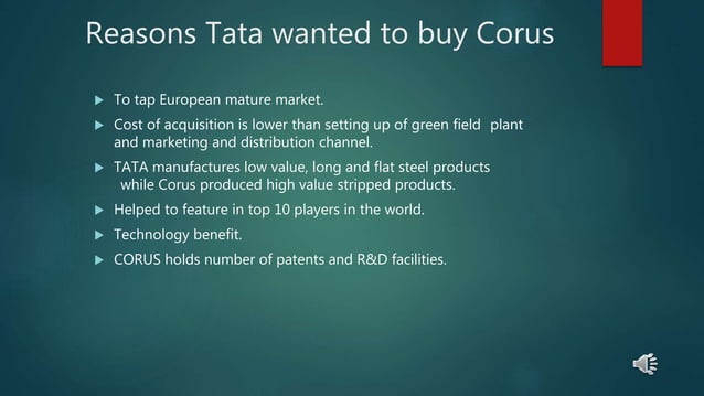 Corus & Tata Steel Analysis | PPTX | Mergers and Acquisitions | Business Banking & Finance