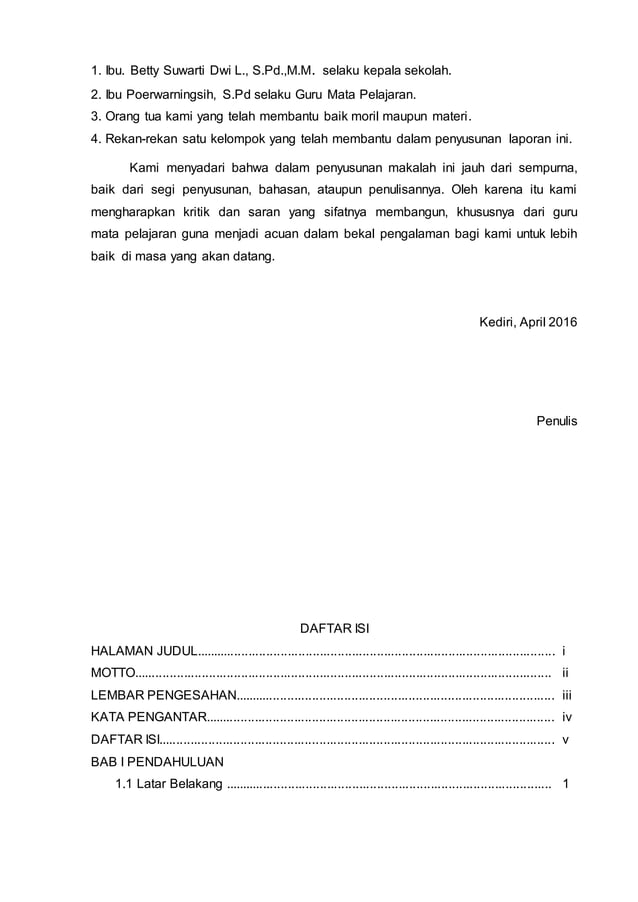 Corver,motto,lembar pengesahan,kata pengantar daftar isi | DOCX