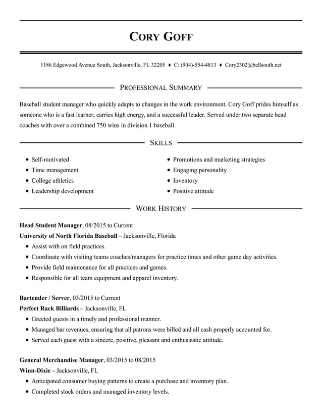 Cory Goff Resume | PDF | Business | Business and Finance