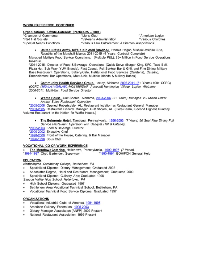 Cory resume | DOCX | Food Industry | Industries