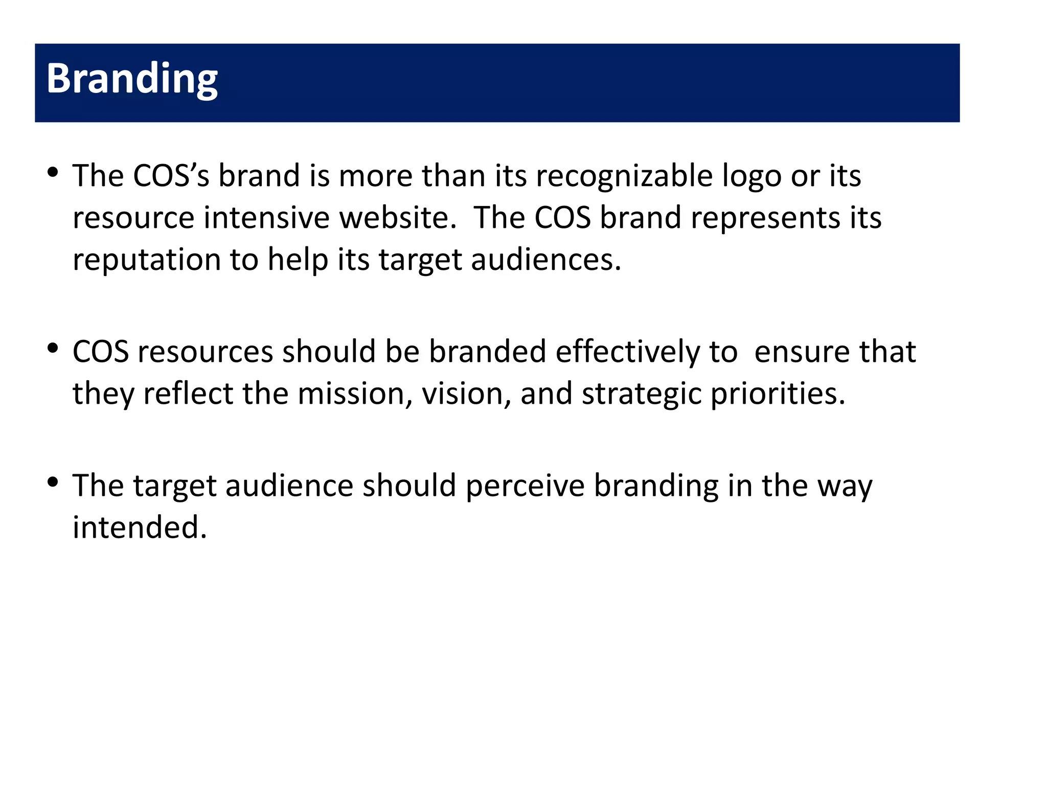 Cos branding talking points notes | PPTX