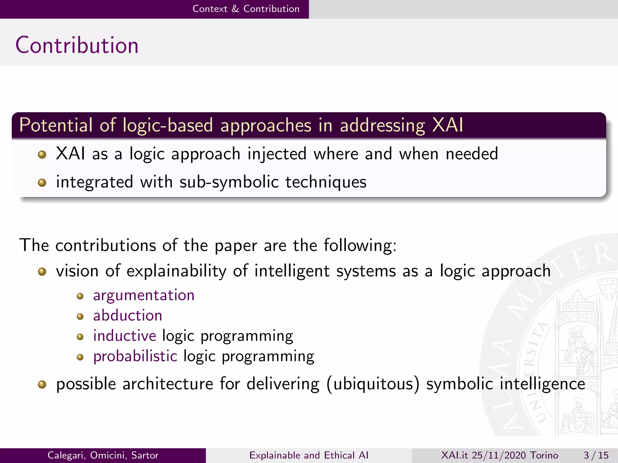 Argumentation And Logic Programming For Explainable And Ethical Ai Ppt