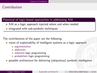 Argumentation and Logic Programming for Explainable and Ethical AI | PPT