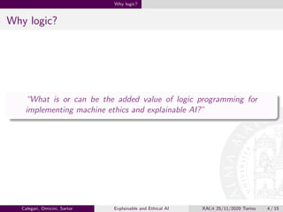 Argumentation and Logic Programming for Explainable and Ethical AI | PPT