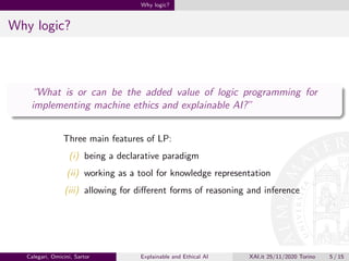 Argumentation and Logic Programming for Explainable and Ethical AI | PPT