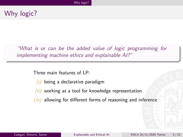 Argumentation And Logic Programming For Explainable And Ethical Ai Ppt