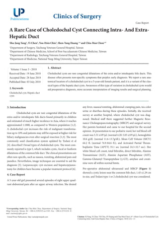 A Rare Case of Choledochal Cyst Connecting Intra- And ExtraHepatic Duct | PDF