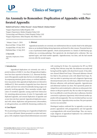 An Anomaly to Remember: Duplication of Appendix with Perforated ...