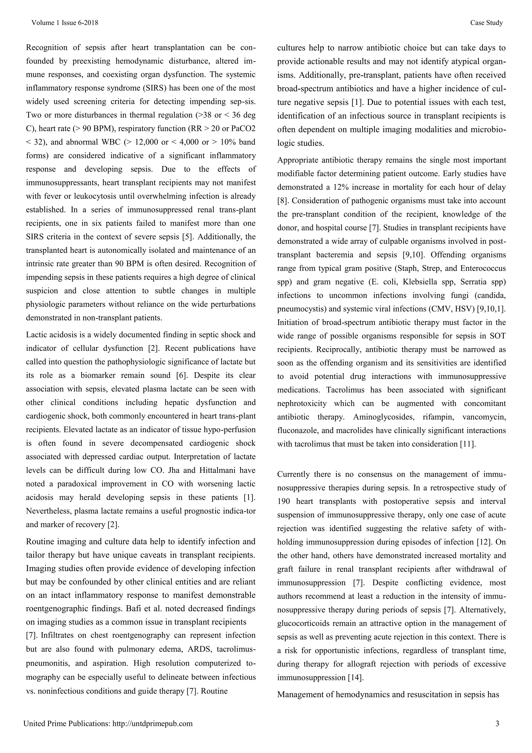 Unique Considerations in the Management of Early Sepsis in Orthotopic ...