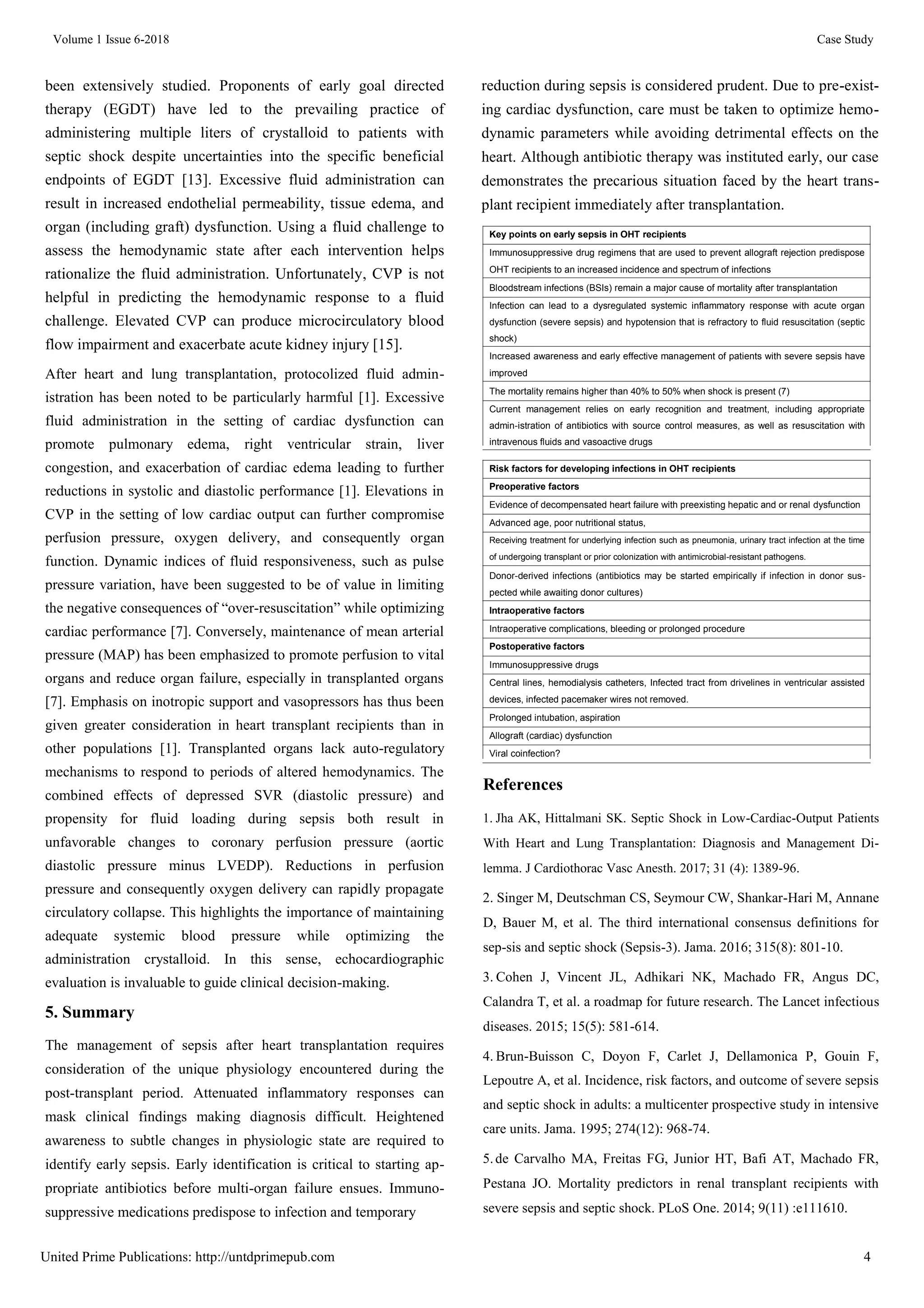 Unique Considerations in the Management of Early Sepsis in Orthotopic ...