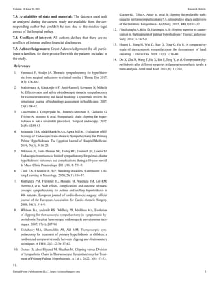 Comparing Electro-Coagulation and Clipping for Palmar Hyperhidrosis in ...