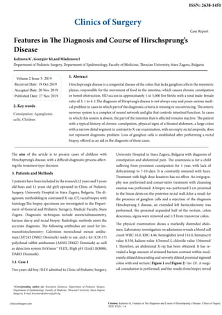 Features in The Diagnosis and Course of Hirschsprung’s Disease | PDF