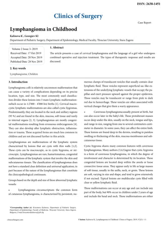 Lymphangioma colli is relatively uncommon malformation that can cause a ...