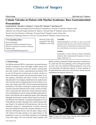 Colonic Volvulus in Patient with Marfan Syndrome: Rare Gastrointestinal ...