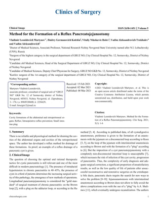 Method for the Formation of a Reflux Pancreatojejunostomy | PDF