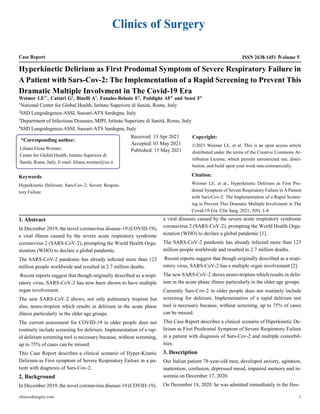 Hyperkinetic Delirium as First Prodomal Symptom of Severe Respiratory ...