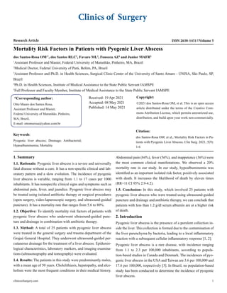 Mortality Risk Factors in Patients with Pyogenic Liver Abscess | PDF